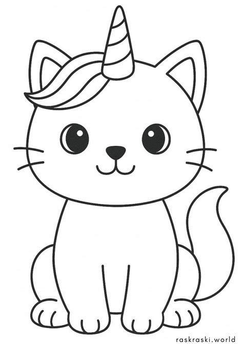Раскраска Кот единорог ⭐️ распечатать скачать бесплатно разукрашку для детей