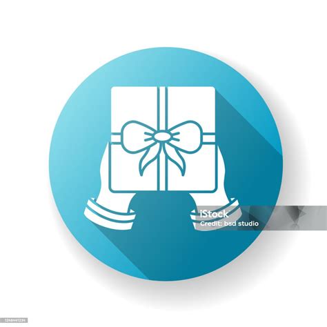 관대 블루 플랫 디자인 긴 그림자 글리프 아이콘 이타적인 기부 생일 휴일 이벤트 특별한 행사 축하 우호적 인 관계 축제 선물