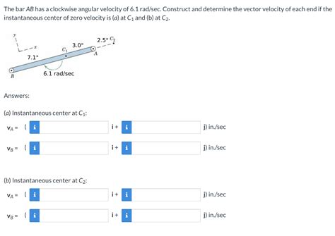 Solved The Bar Ab ﻿has A Clockwise Angular Velocity Of