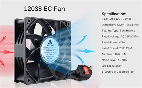 Gdstime 240v Cooling Fan 120mm 220v Ac Ec Axial Fans 120 X 38mm Server Computer Fan 12038 Dual