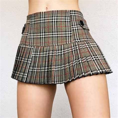 Micro Mini Skirt Outfit Plaid Pleated Mini Skirt Micro Skirt Tartan