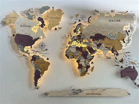 Цвет "Амстердам", Многоуровневая карта мира из дерева