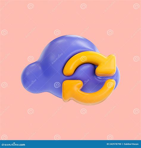 Cartoon Look Cloud Refresh Icon 3d Render Concept For File Reloading