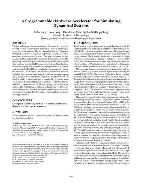 Pdf A Programmable Hardware Accelerator For Simulating Dynamical Systems