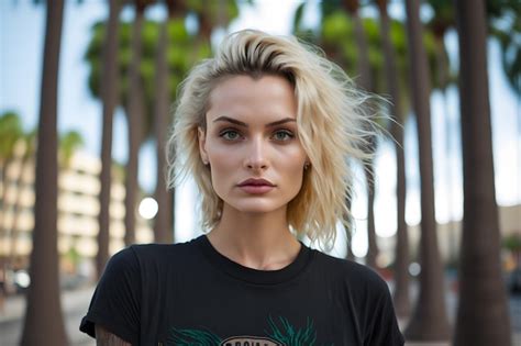 Premium Photo Portrait Of A Young Blondie Punk Girl Neural Network Ai