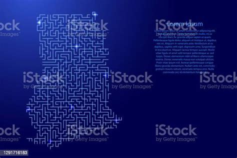 Carte Du Ghana À Partir Du Modèle Bleu De La Grille De Labyrinthe Et De