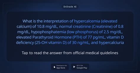What Is The Interpretation Of Hypercalcemia Elevated Calcium Of 10 8 Mg Dl Normal Creatinine