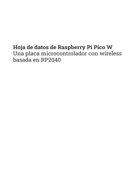 Especificaciones Raspberry Pi Pico W Pdf Usb Fuente De Alimentación Especificaciones Raspberry Pi Pico W Pdf Usb Fuente De Alimentación