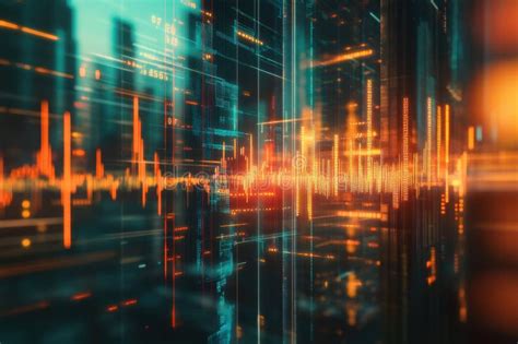 Abstract Digital Sound Wave Visualization With Glowing Lines And Vibrant Data Streams Stock