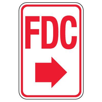 Fire Department Connection Sign Fdc Right Arrow Emedco