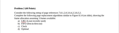 Solved Consider The Following String Of Page References