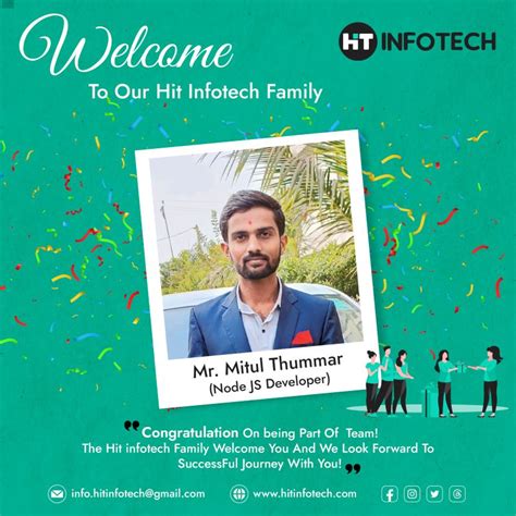 Hit Infotech Llp On Linkedin Newhire Welcome Bestwishes Newjob Career Employee Hire