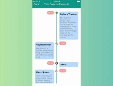 Single Column Right Timeline Listview | Awesome React Native