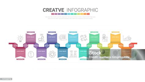 비즈니스를 위한 인포그래픽 템플릿입니다 12 개월 현대 타임 라인 로드맵 다이어그램 달력 프리젠 테이션 벡터 인포 그래픽 개념에