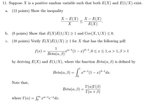 solved 11 suppose x is a positive random variable such that