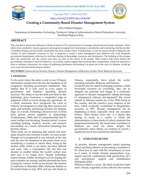 Pdf Creating A Community Based Disaster Management System