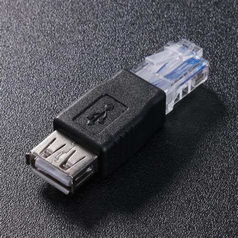 Pc Crystal Head Ethernet Rj Male To Usb Female Lan Network Cable Converter Adapter Router