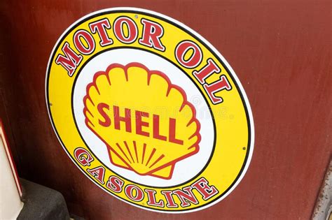 Shell Motor Oil Gasoline Company Logo Brand And Text Sign Round Ancient