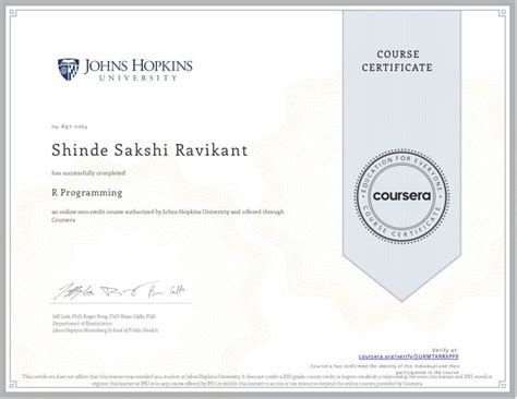 Im Thrilled To Have Completed The R Programming Course From Johns