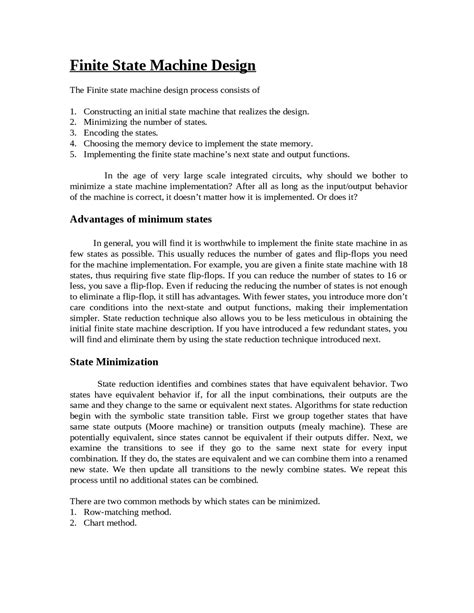 Finite State Machine Design Lecture Notes Ceg 360 Docsity