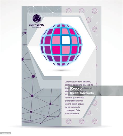 새로운 기술 테마 책자 표지 디자인 프론트 페이지 추상의 3 차원 화려한 모양 벡터 디자인 요소 0명에 대한 스톡 벡터 아트 및