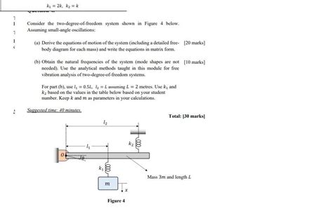 [solved] consider the two degree of freedom system shown