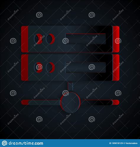 Paper Cut Server Data Web Hosting Icon Isolated On Black Background