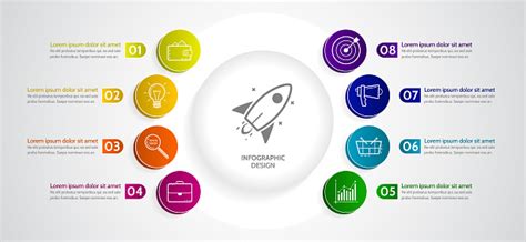 비즈니스 프로세스 차트 인포 그래픽 현대 평면 품위8 단계 회사 워크플로 그래픽 요소에 동그라미를 친다 0명에 대한 스톡 벡터 아트 및 기타 이미지 Istock