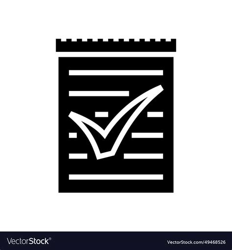 Notepad Check Mark Glyph Icon Royalty Free Vector Image