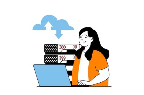 premium vector cloud computing concept with people scene in flat web