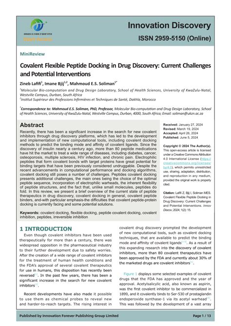Pdf Covalent Flexible Peptide Docking In Drug Discovery Current Challenges And Potential