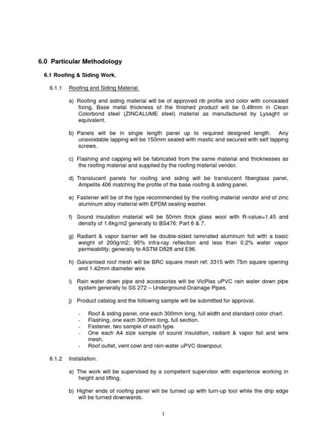 Method Statement For Roofing And Siding Roof Manmade Materials