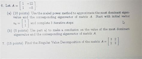 solved [o 1 1 12 6 let a 5 a 10 points use the