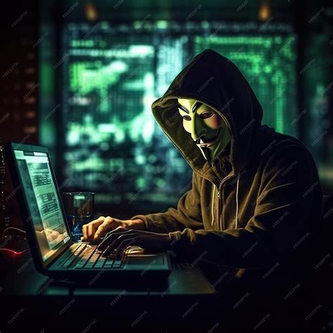 Anonymous Developer Hacking Ai Generated Image Premium Ai Generated Image
