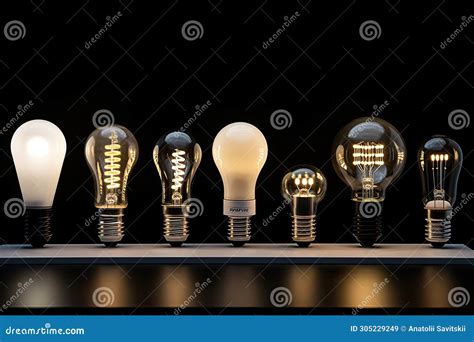 Set Of Different Light Bulbs Commonly Used Different Types Light Bulb Realistic Stock Image