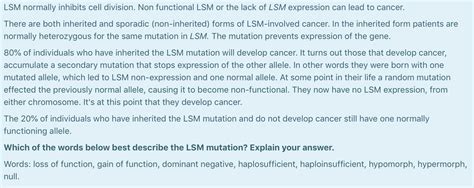 Solved LSM Normally Inhibits Cell Division Non Functional Chegg Com