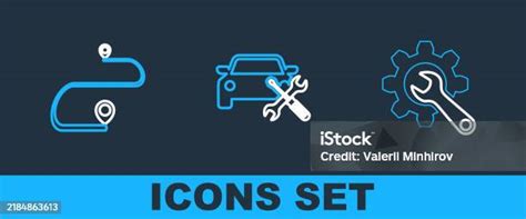 라인 렌치 및 기어 경로 위치 및 자동차 서비스 아이콘을 설정합니다 벡터 교통수단에 대한 스톡 벡터 아트 및 기타 이미지 교통수단 기계공 기어 기계 부분 Istock