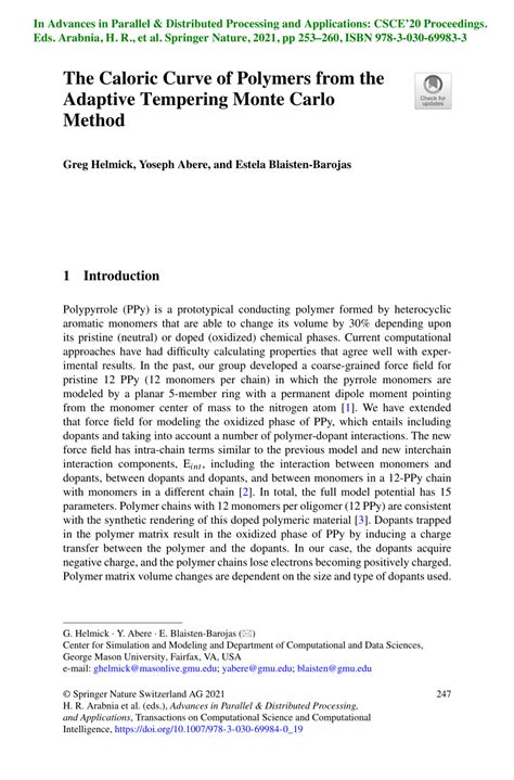 Pdf The Caloric Curve Of Polymers From The Adaptive Tempering Monte Carlo Method