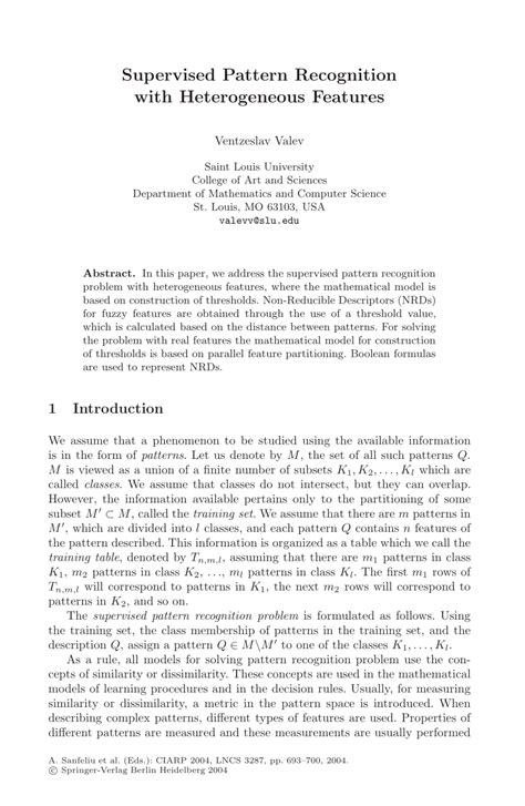 Pdf Supervised Pattern Recognition With Heterogeneous Features