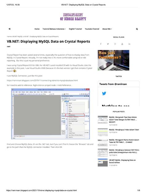 Displaying Mysql Data On Crystal Reports Pdf