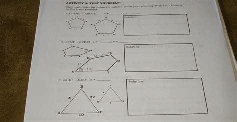 Solved Activity 3： Test Yourself Directions Solve The Unknown