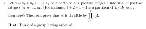 solved let n n1 n2 dots nk ﻿be a partition of a positive