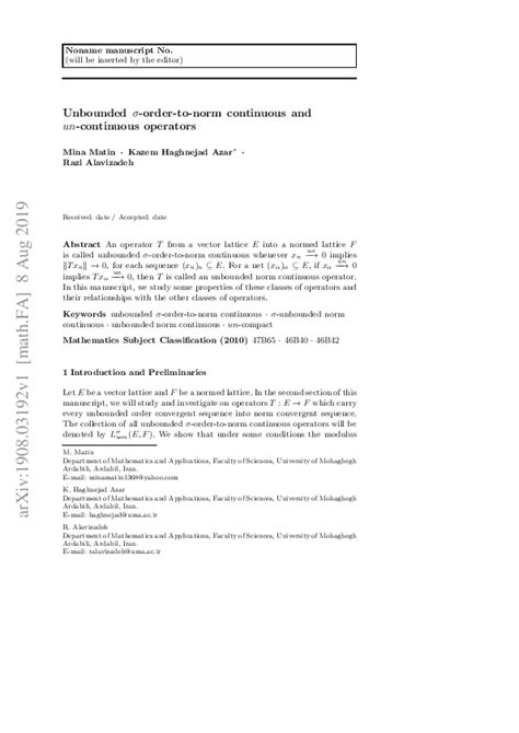 pdf unbounded σ order to norm continuous and un continuous operators