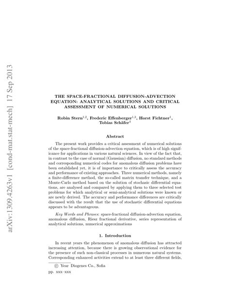 Pdf The Space Fractional Diffusion Advection Equation Analytical