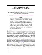 Semantic Exploration Pdf Object Goal Navigation Using Goal Oriented Semantic Exploration