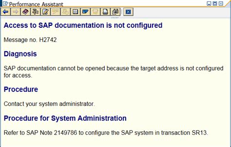 Access To Sap Documentation Is Not Configured