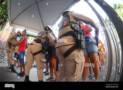 Access Control At Security Portals Salvador Bahia Brazil March Military Police