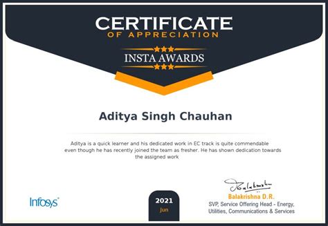 Aditya Singh Chauhan On Linkedin Infosys Certificateofappreciation 10 Comments