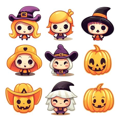 그루비 스타일 할로윈 캐릭터 세트 할로윈 귀여운 스티커 컬렉션 빈티지 캐릭터 세트 할로윈 유령 Png 일러스트 및 이미지 에 대한 무료 다운로드 Pngtree