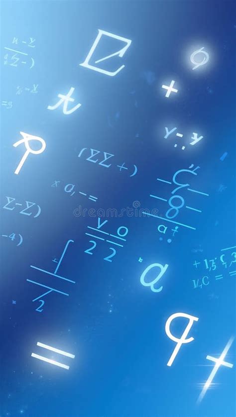 Mathematical Equations And Formulas On Blue Background With Glowing